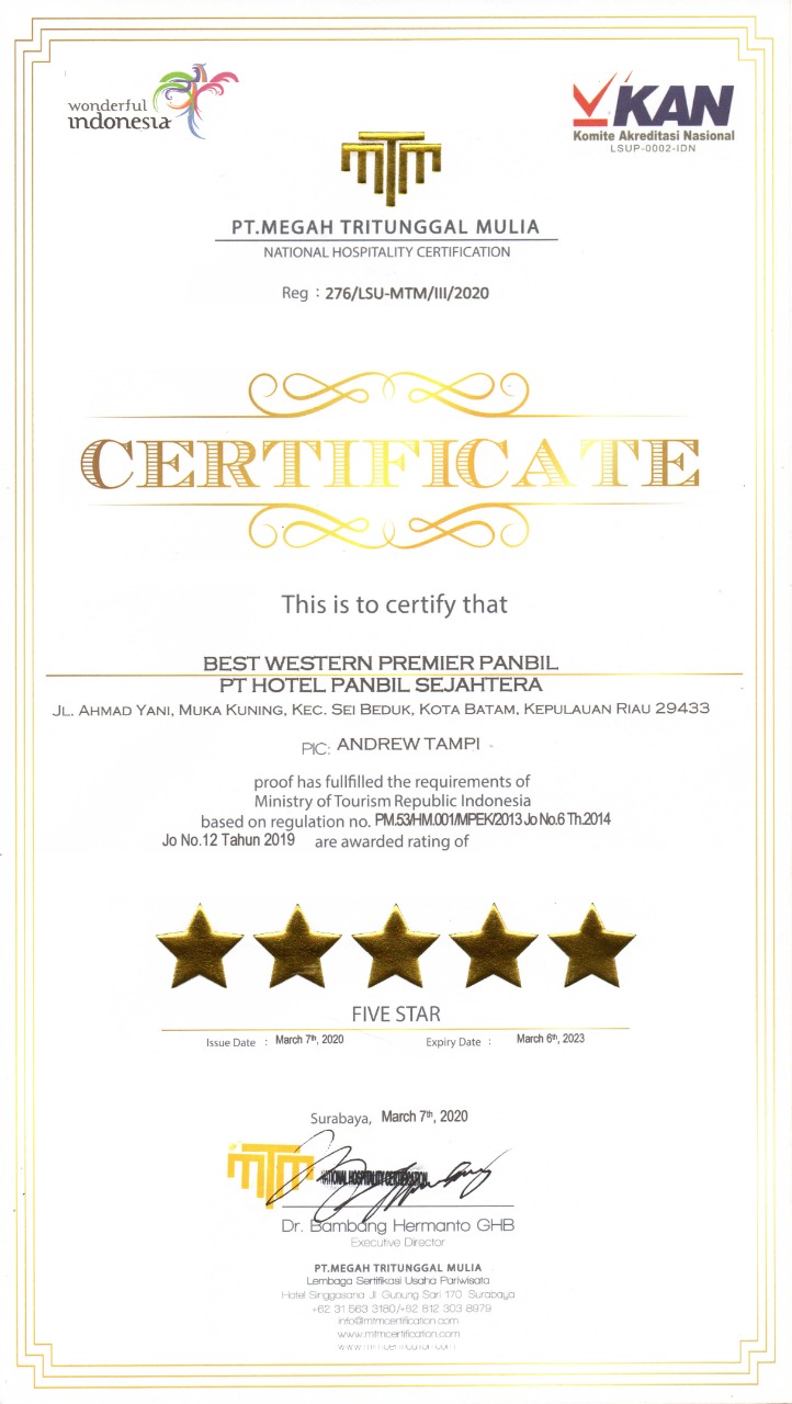 Best Western Premier Panbil Batam Resmi Mengantongi Sertifikat Hotel ...